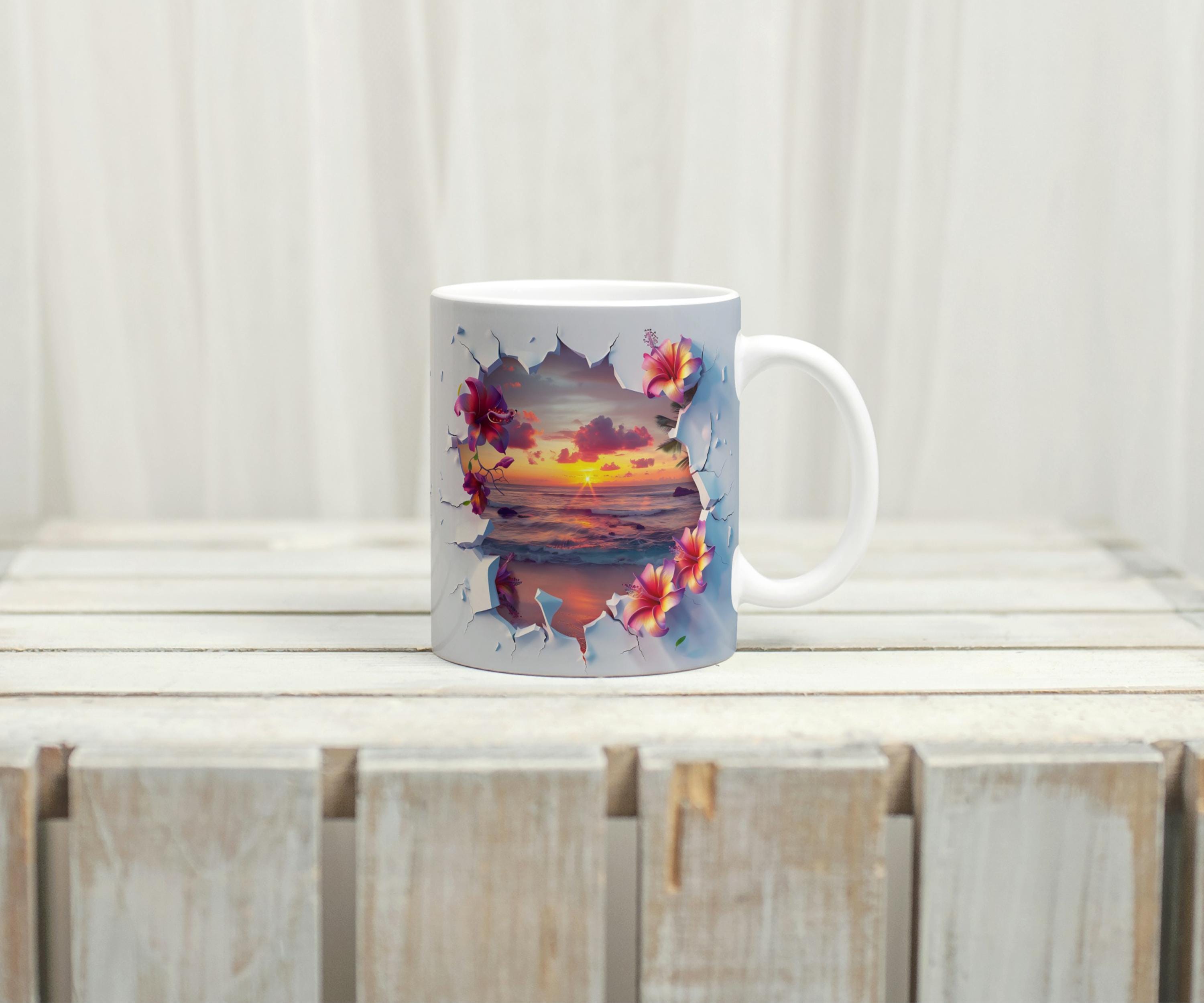 3D Effect Landscapes Mug Wrap, Sublimation Pack for 11oz and 15oz Mugs ...