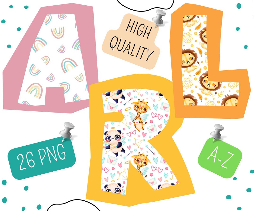 Cute Alphabet Clipart PNG Download, Letters for Sublimation, Shirts ...