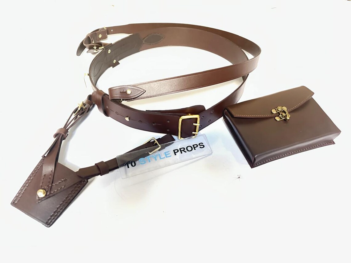 Sam Browne Genuine Leather Belt With Crossover Shoulder Strap - British ...