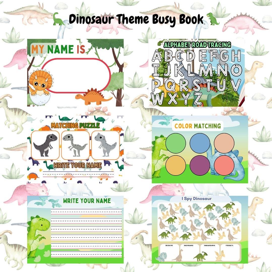 Dinosaur Theme Busy Book – Interactive Learning for Kids - Etsy