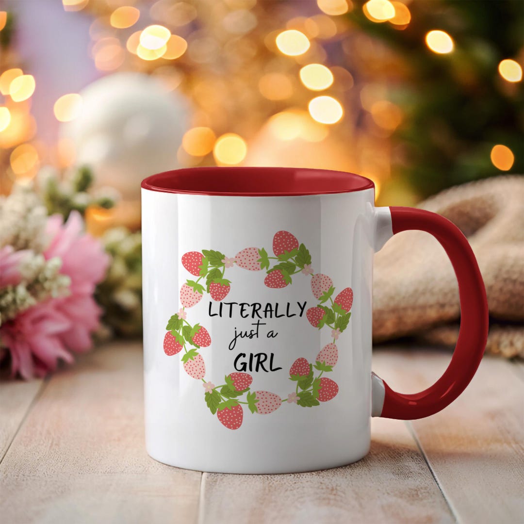 Literally Just a Girl Mug Cute Pink Cup Go Away Im Reading Gift Ideas ...