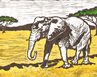 The Headdress-portrait-tribal-african-linocut-original - Etsy