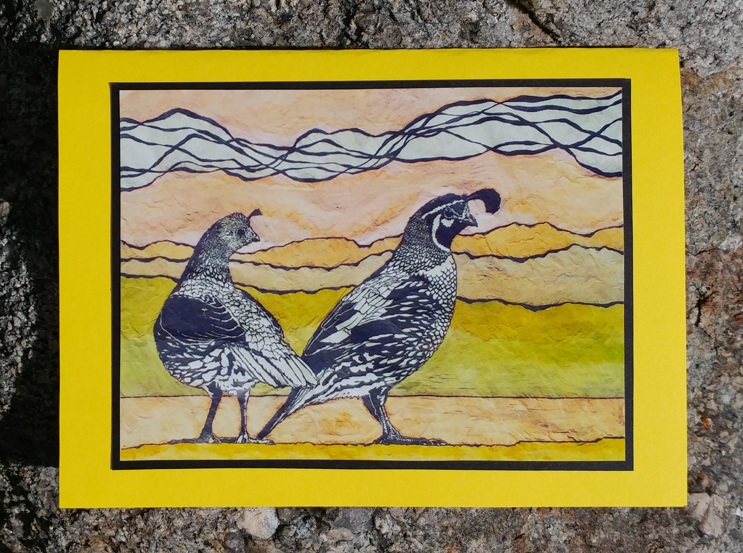 5 Handmade Quail Cards multiple Colors Available - Etsy
