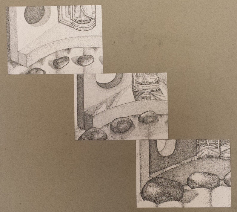 Stippling Still Life Triptych Original Pen and Ink Drawing - Etsy