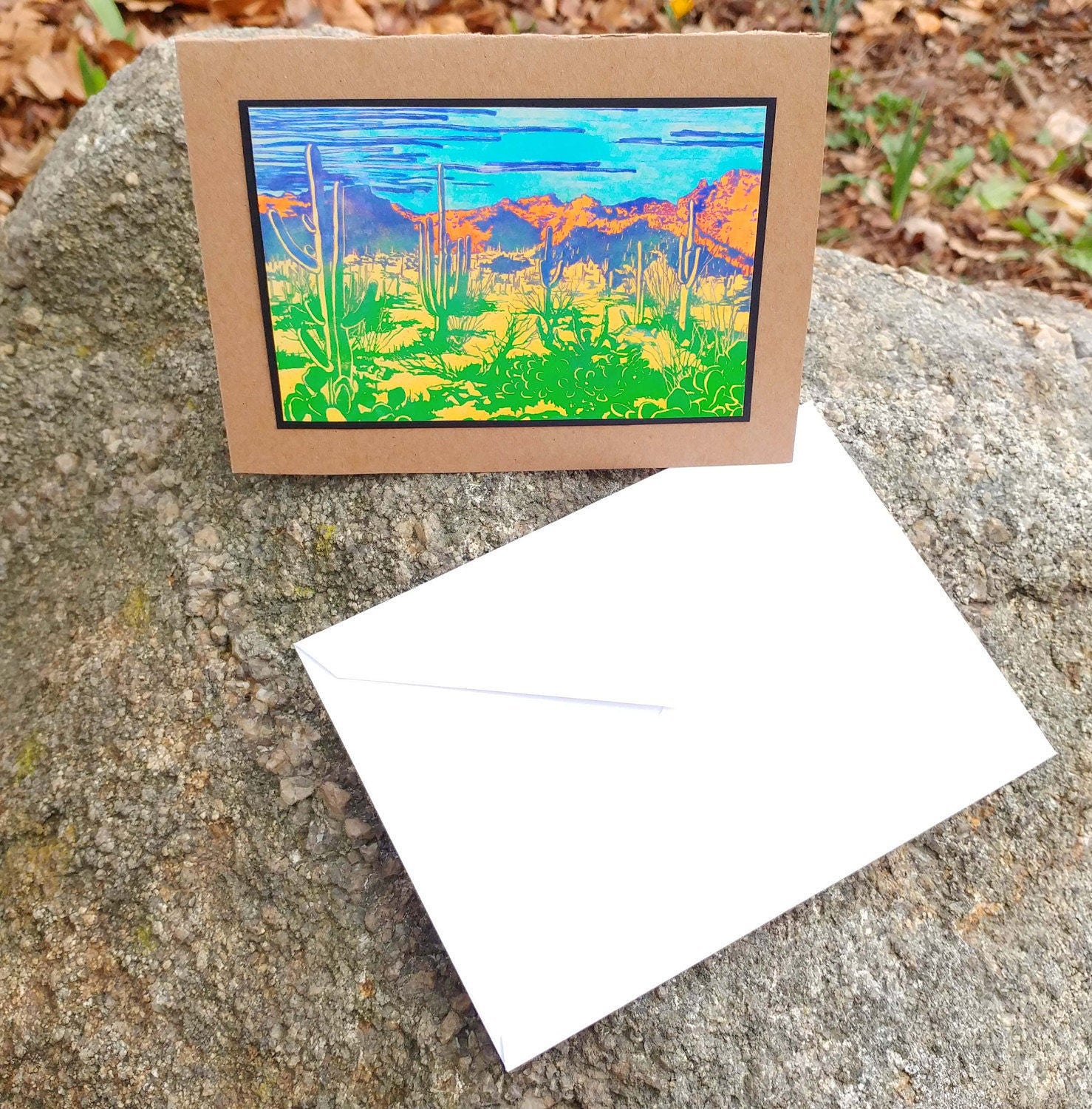 5 Handmade Sonoran Desert Cards multiple Colors Available - Etsy