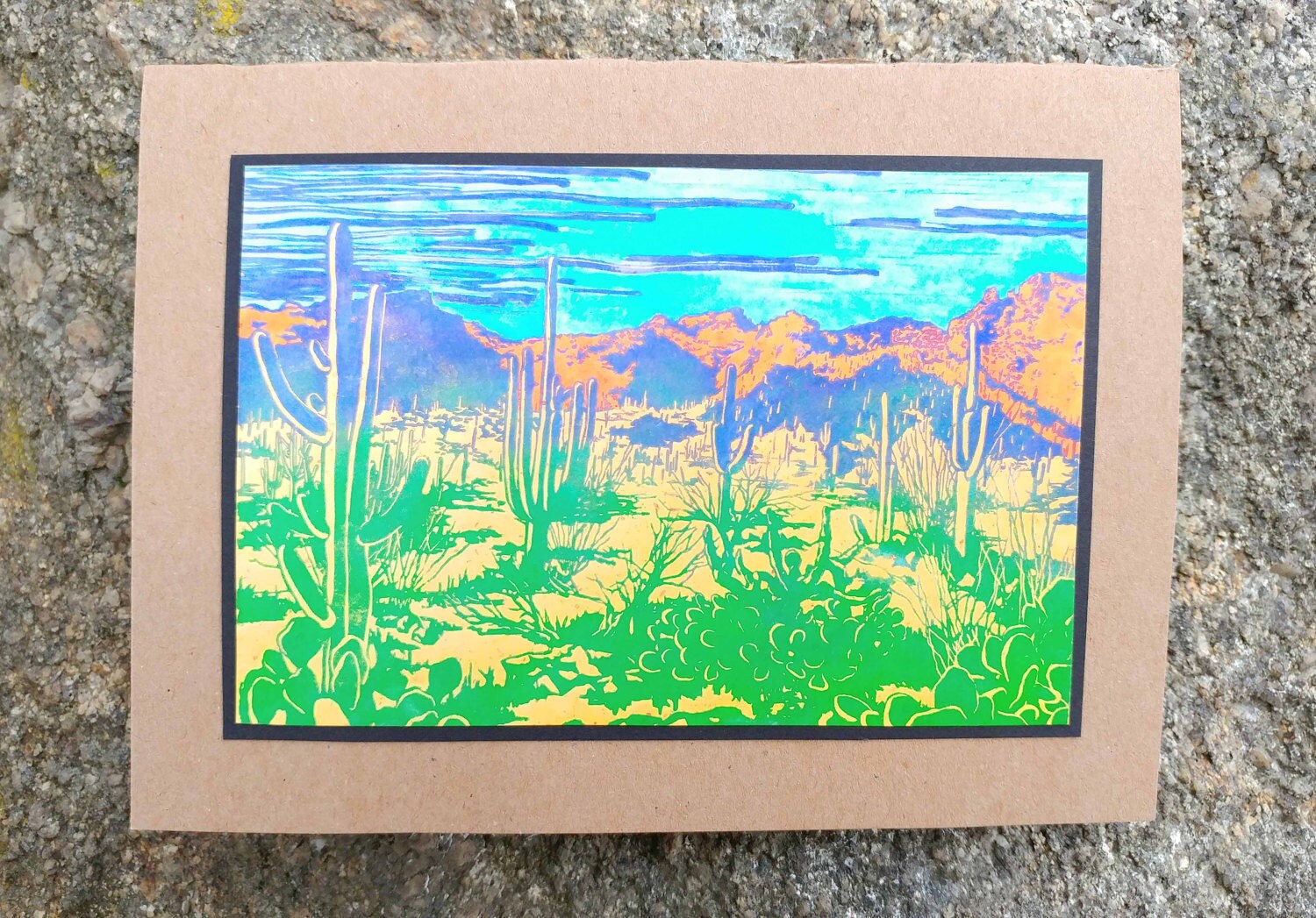 5 Handmade Sonoran Desert Cards multiple Colors Available - Etsy