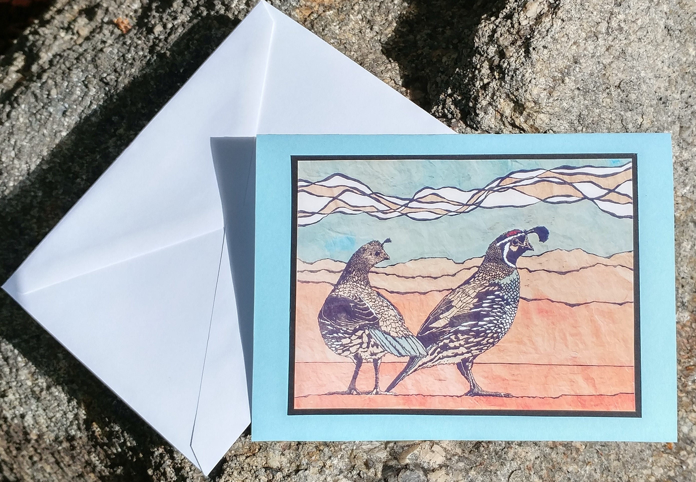 5 Handmade Quail Cards multiple Colors Available - Etsy