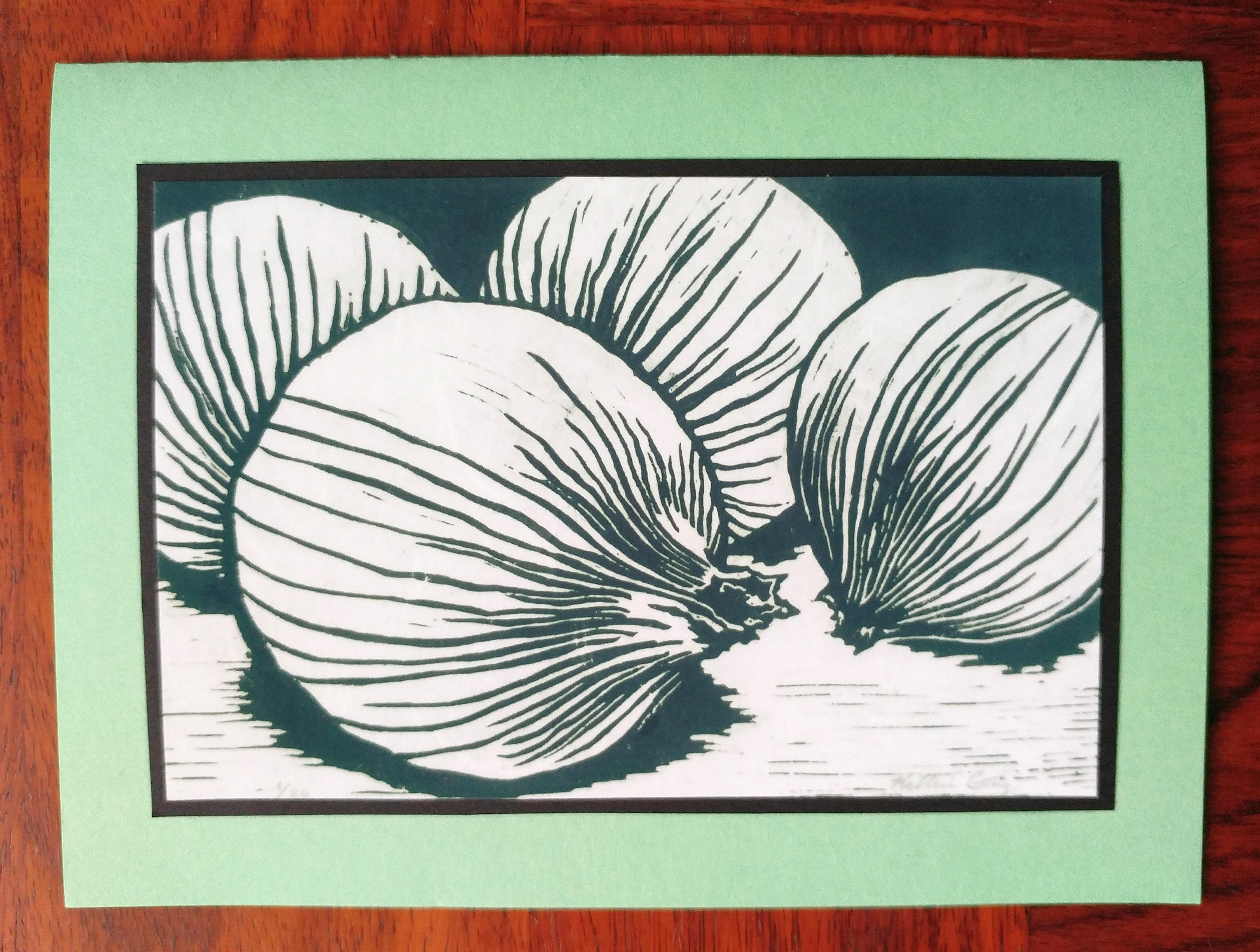 5 Handmade Onion Cards sage Green - Etsy