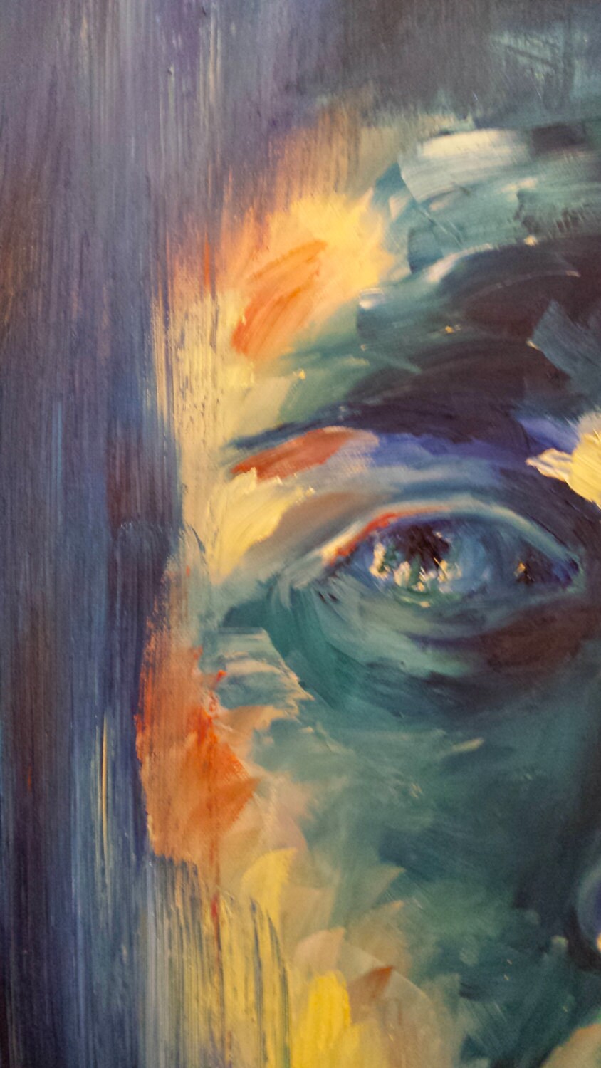 Portrait in Blue Original Oil Painting | Etsy