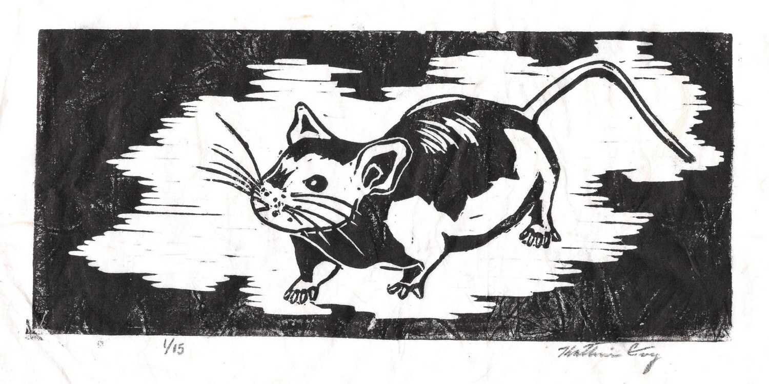 Mouse Original Linocut | Etsy