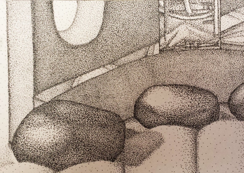 Stippling Still Life Triptych Original Pen and Ink Drawing - Etsy