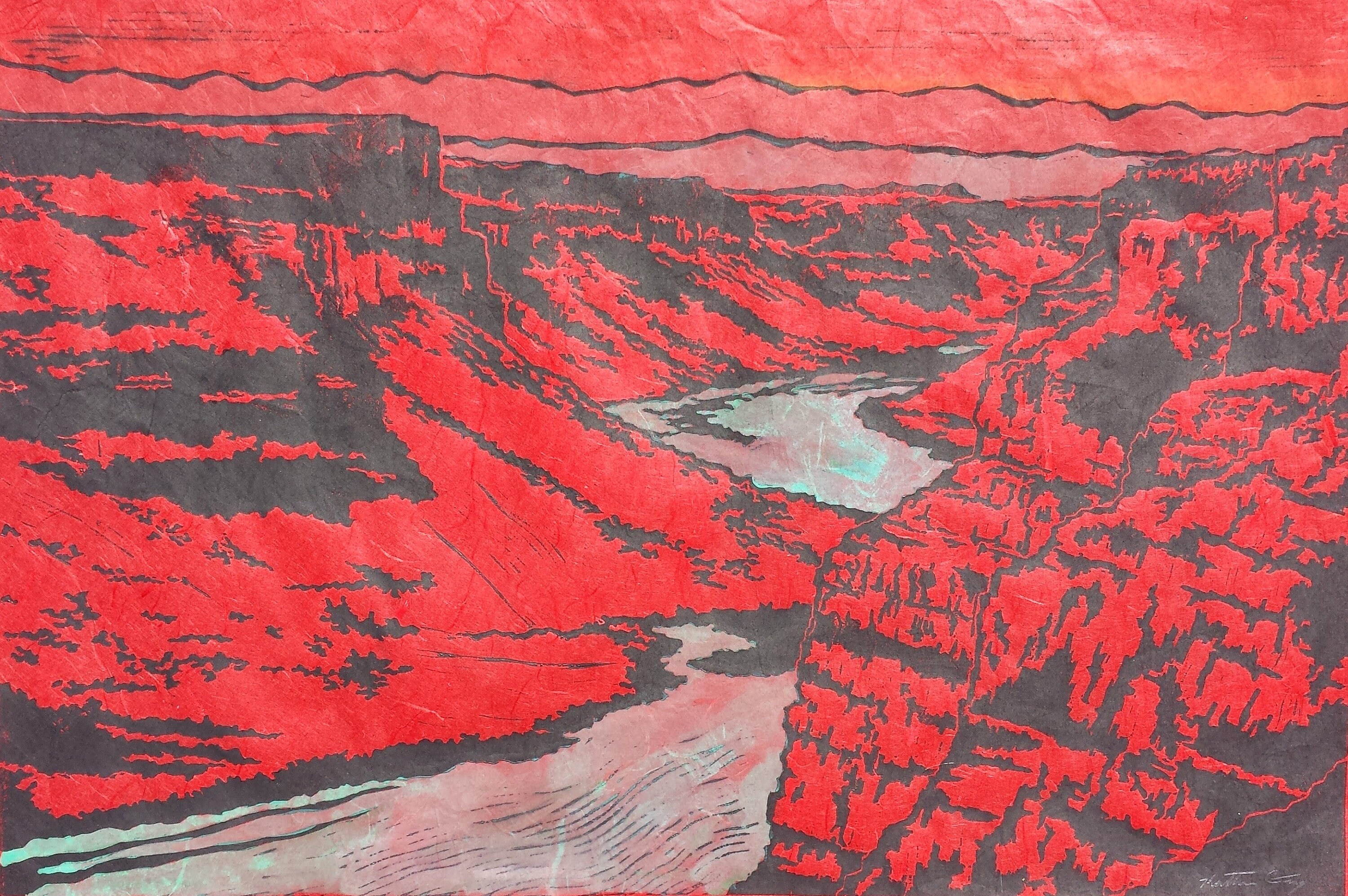 Canyon Original Linocut Multiple Colors Available | Etsy