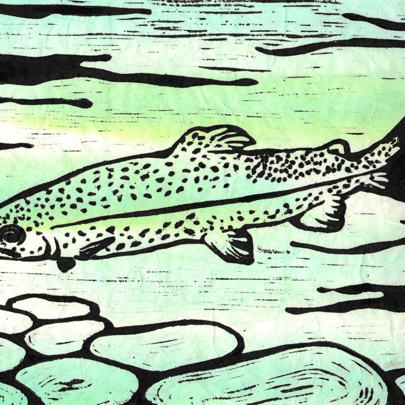 Fish Linocut - Etsy