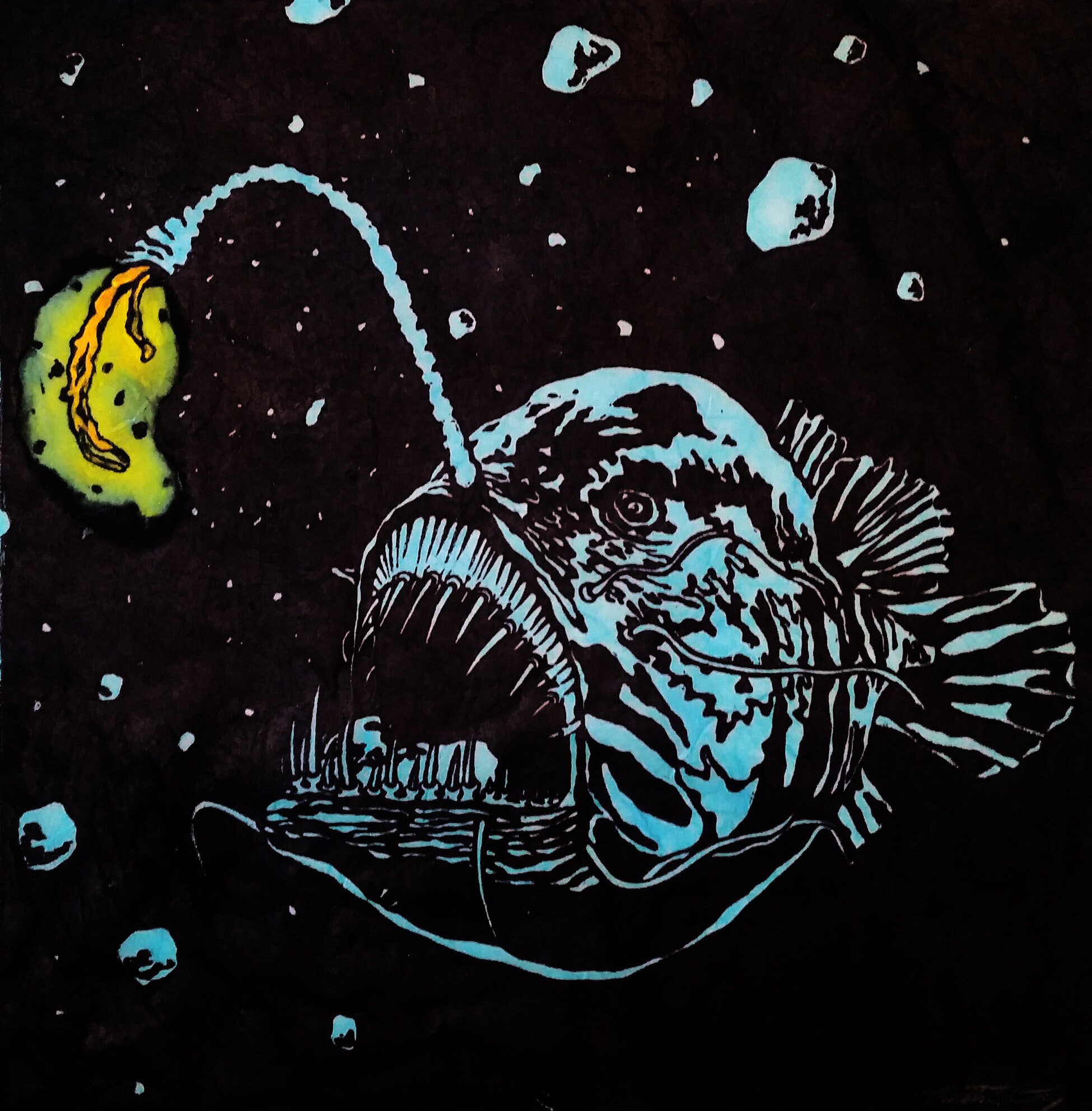 Anglerfish Original Linocut multiple Color Options - Etsy
