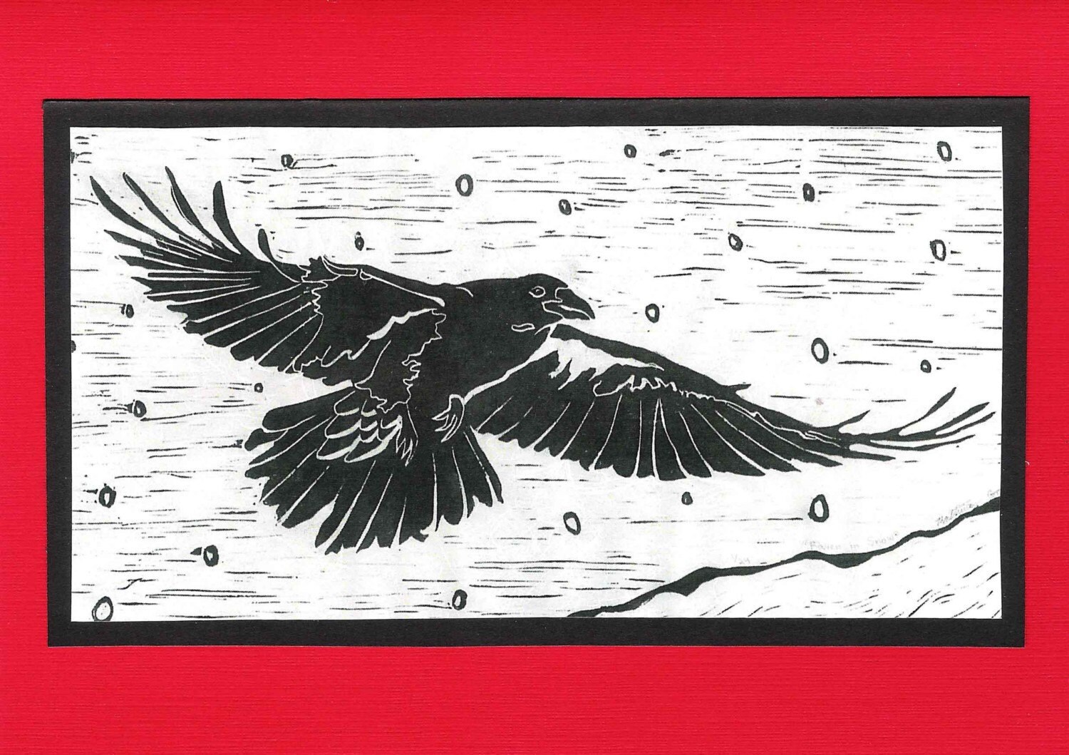 5 Handmade Raven Cards (red or Turquoise) - Etsy UK