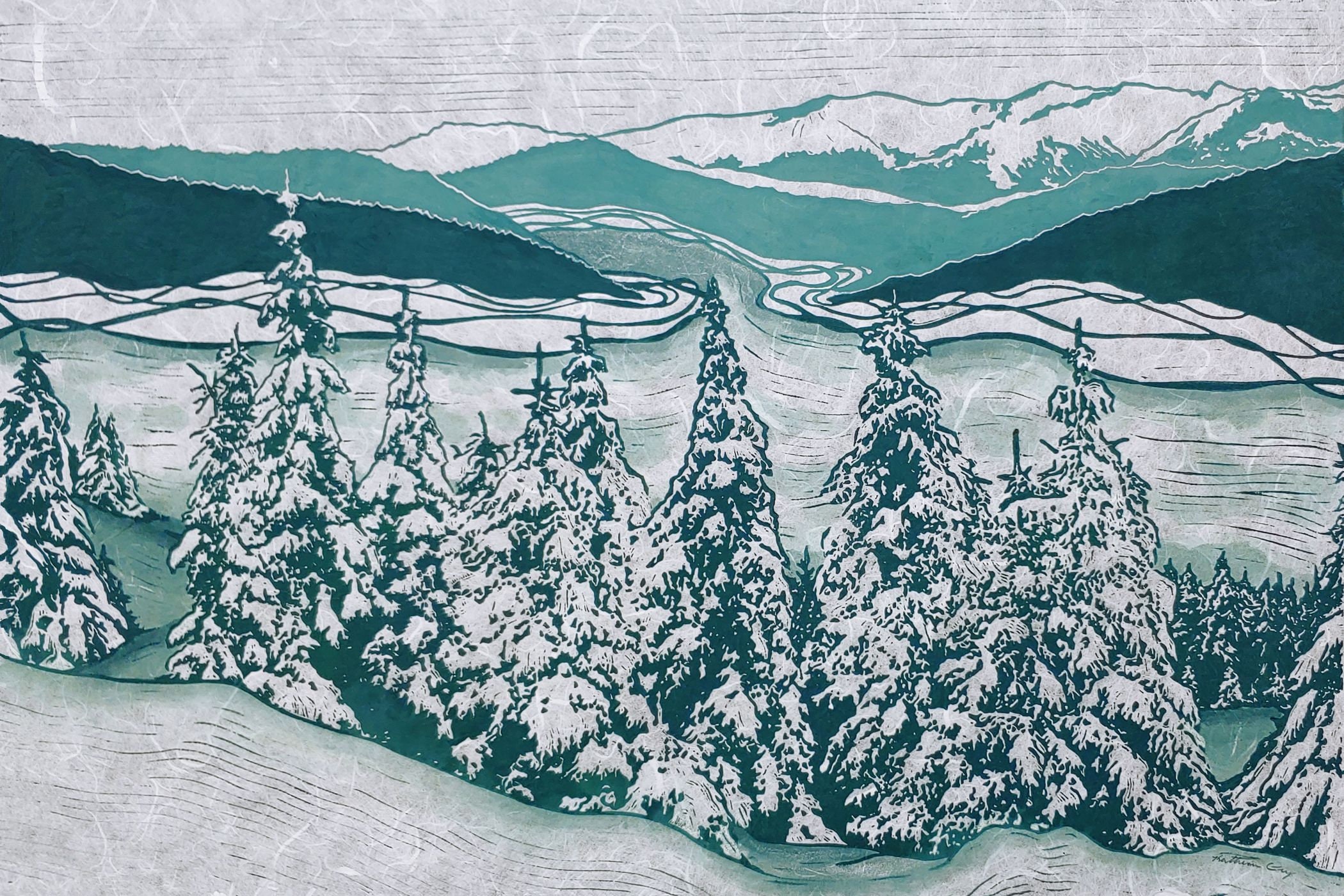 Solstice - Original Linocut (multiple Color Options) - Etsy