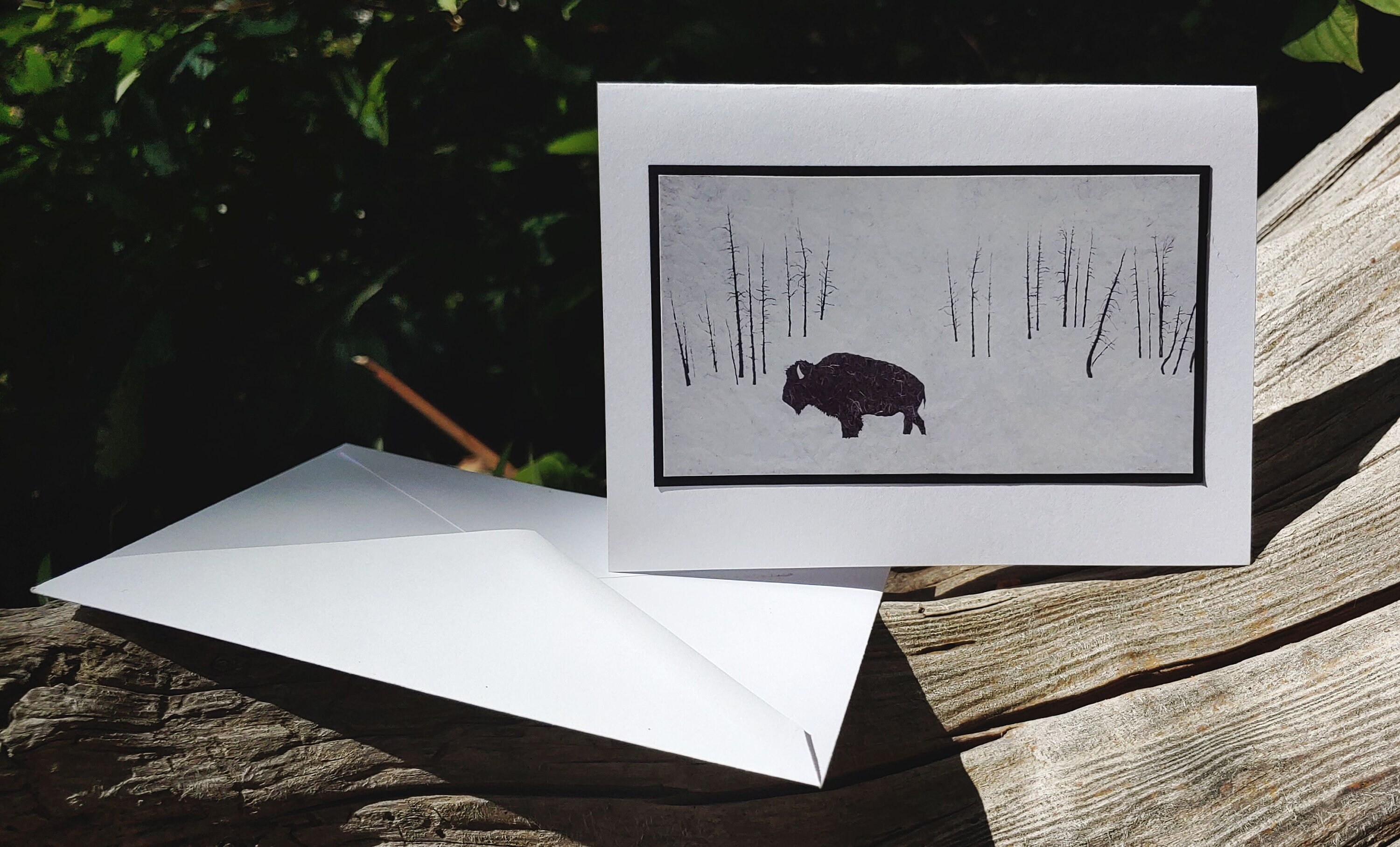 Red, White, Brown, or Light Blue 5 Handmade Winter Bison Cards Art ...
