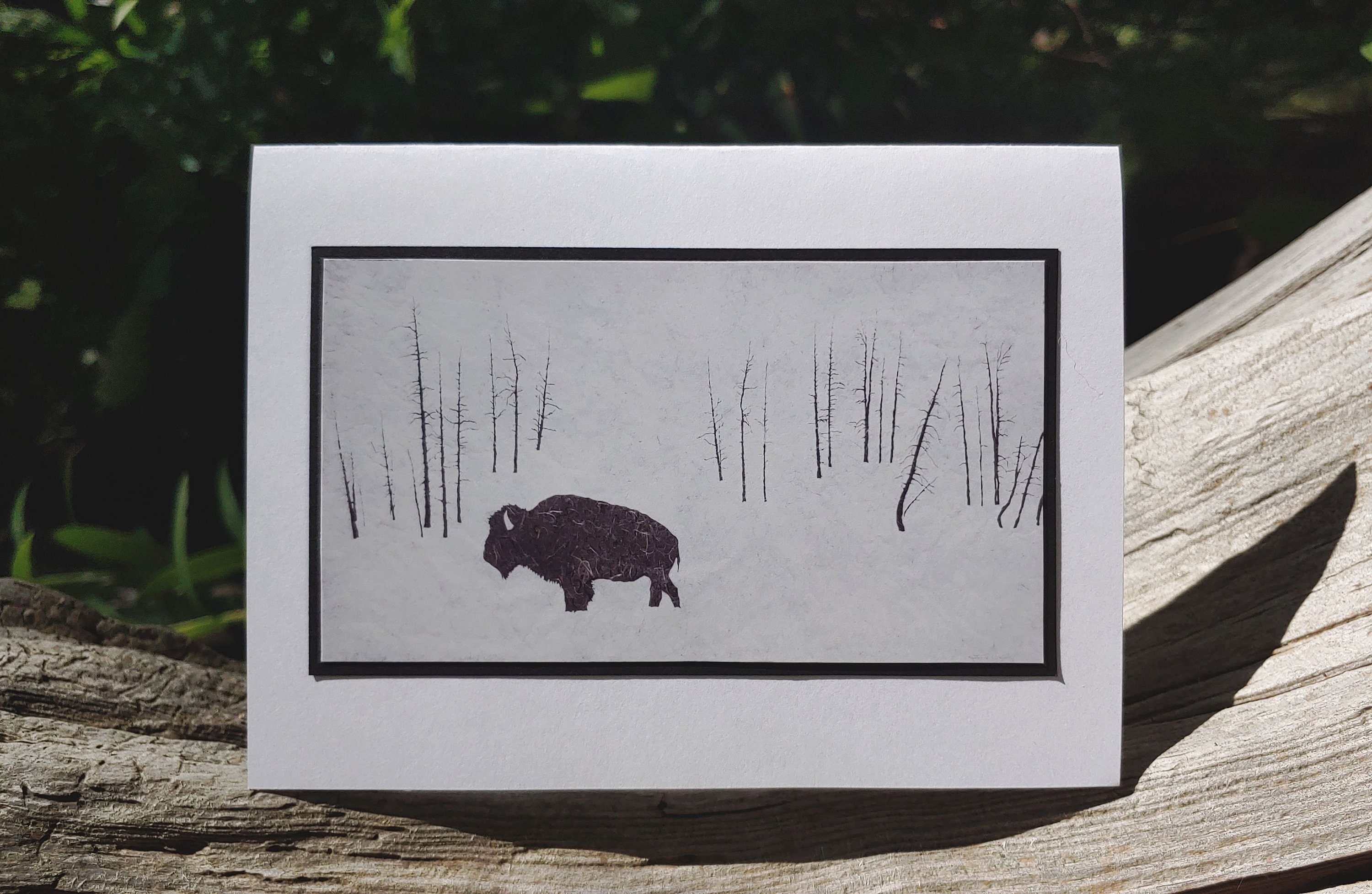Red, White, Brown, or Light Blue 5 Handmade Winter Bison Cards Art ...