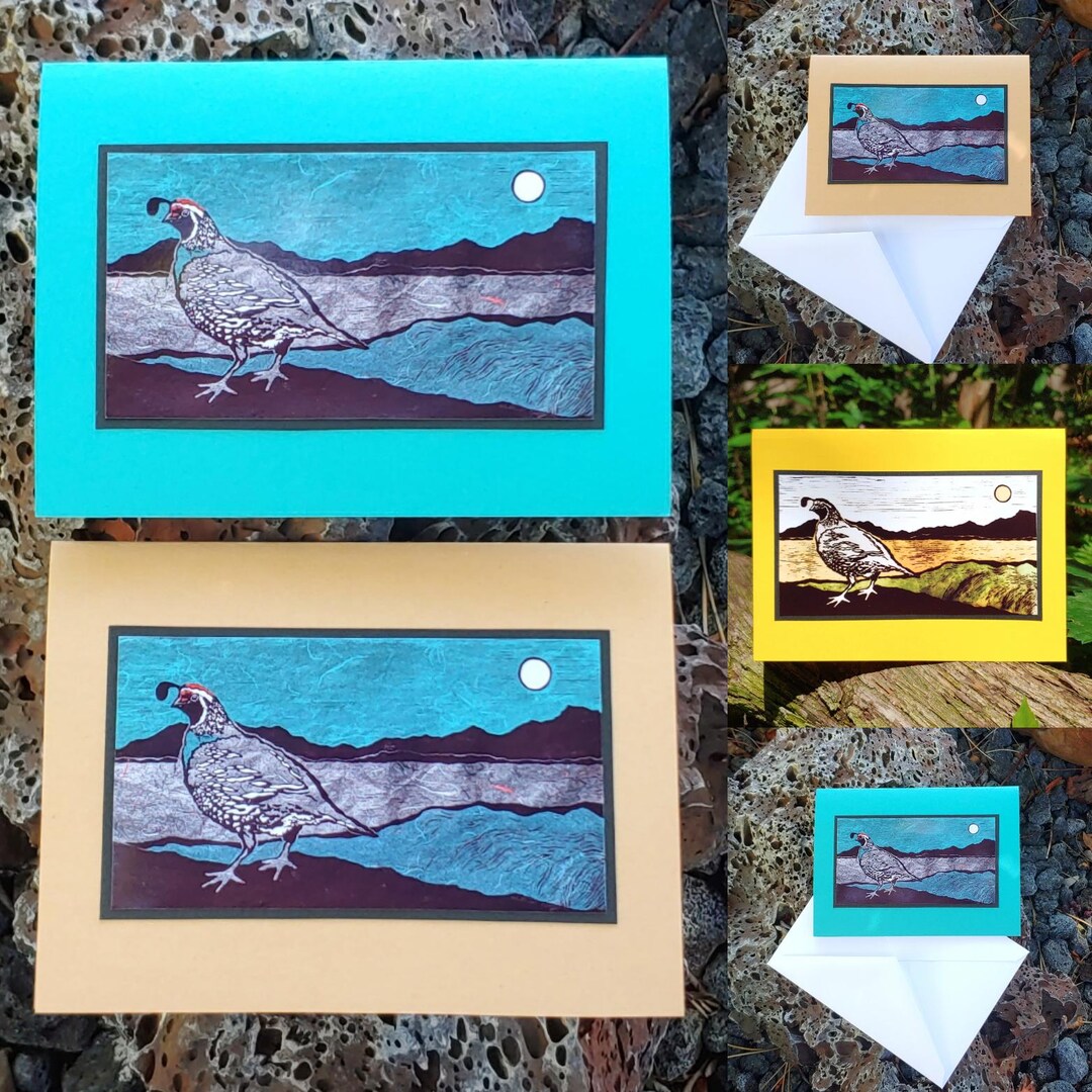 5 Handmade Quail Cards (multiple Colors Available) - Etsy