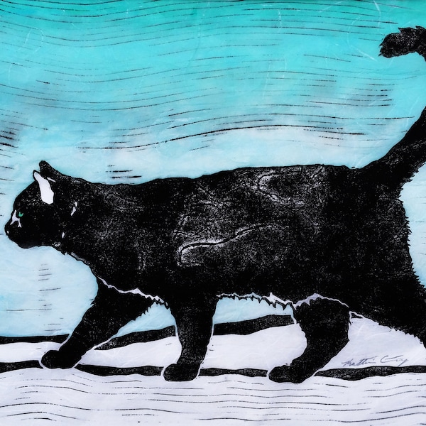 Cat Block Print - Etsy