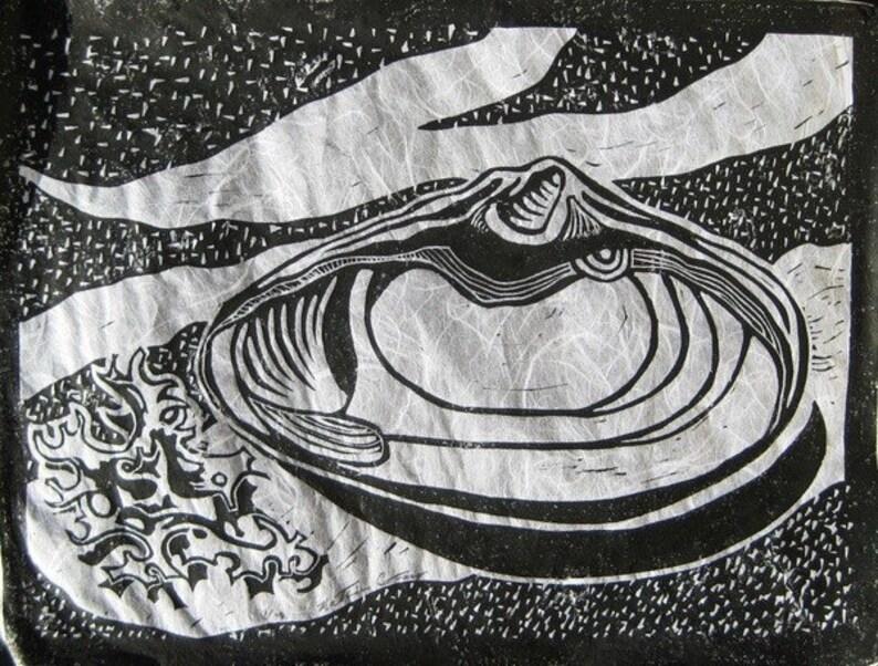 Shell Original Linocut | Etsy