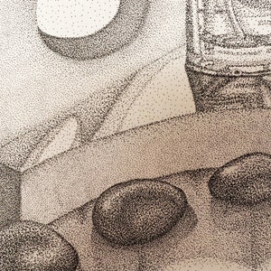 Stippling Still Life Triptych - Original Pen and Ink Drawing - Etsy