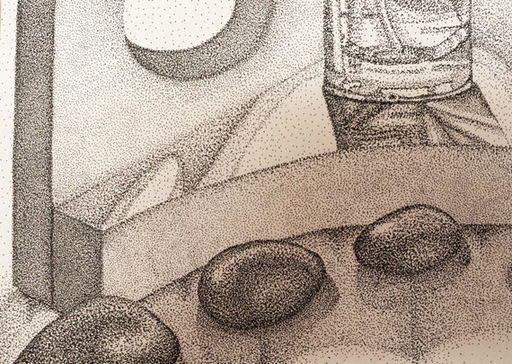 Stippling Still Life Triptych Original Pen and Ink Drawing | Etsy