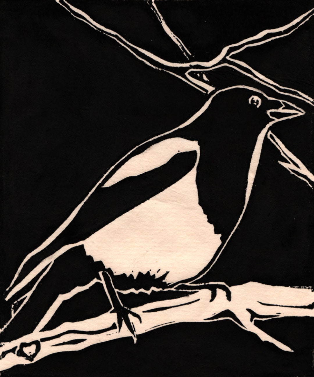 Magpie - Original Linocut (multiple Color Options) - Etsy