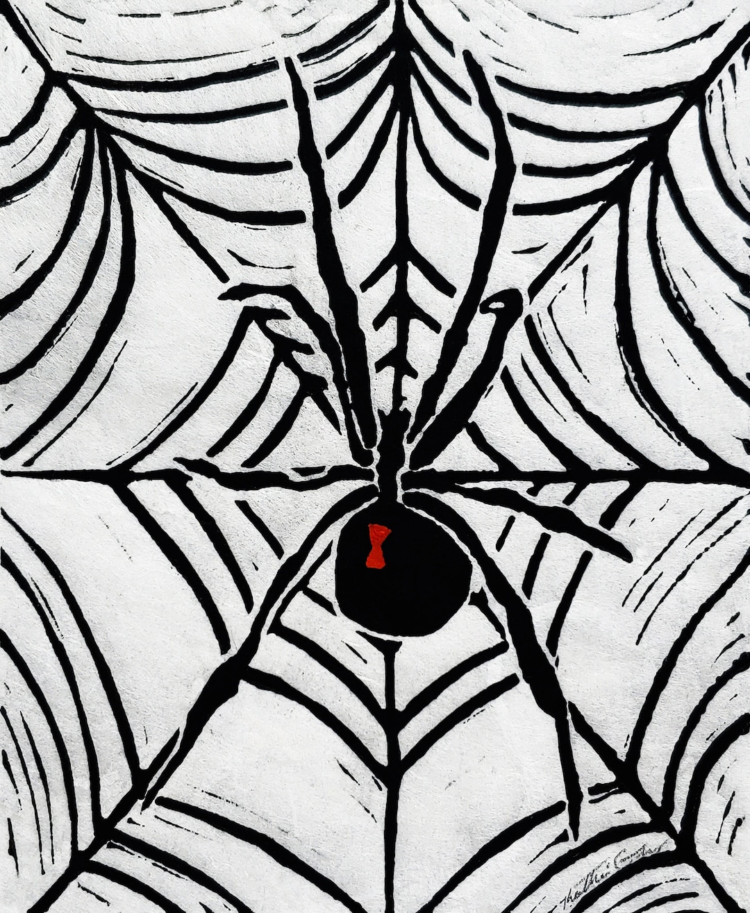 Black Widow Spider Original Linocut multiple Color Options - Etsy