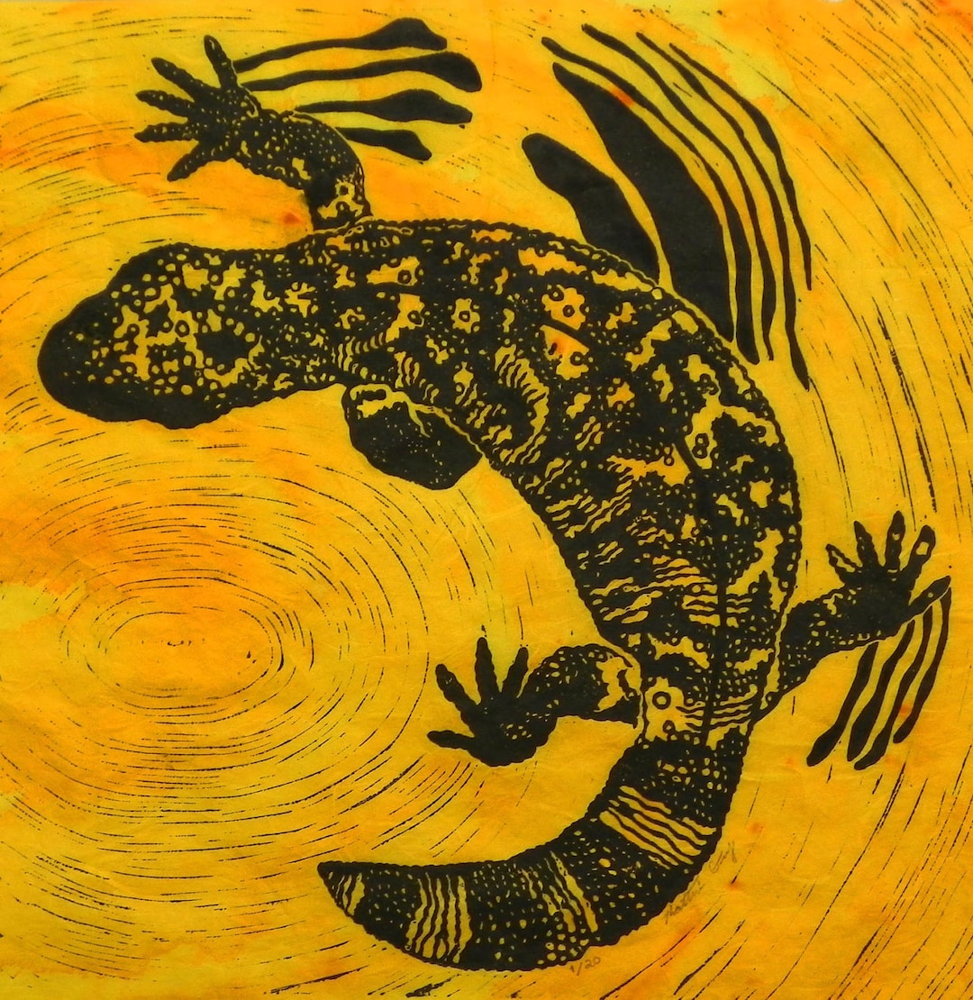 Gila Monster Original Linocut - Etsy
