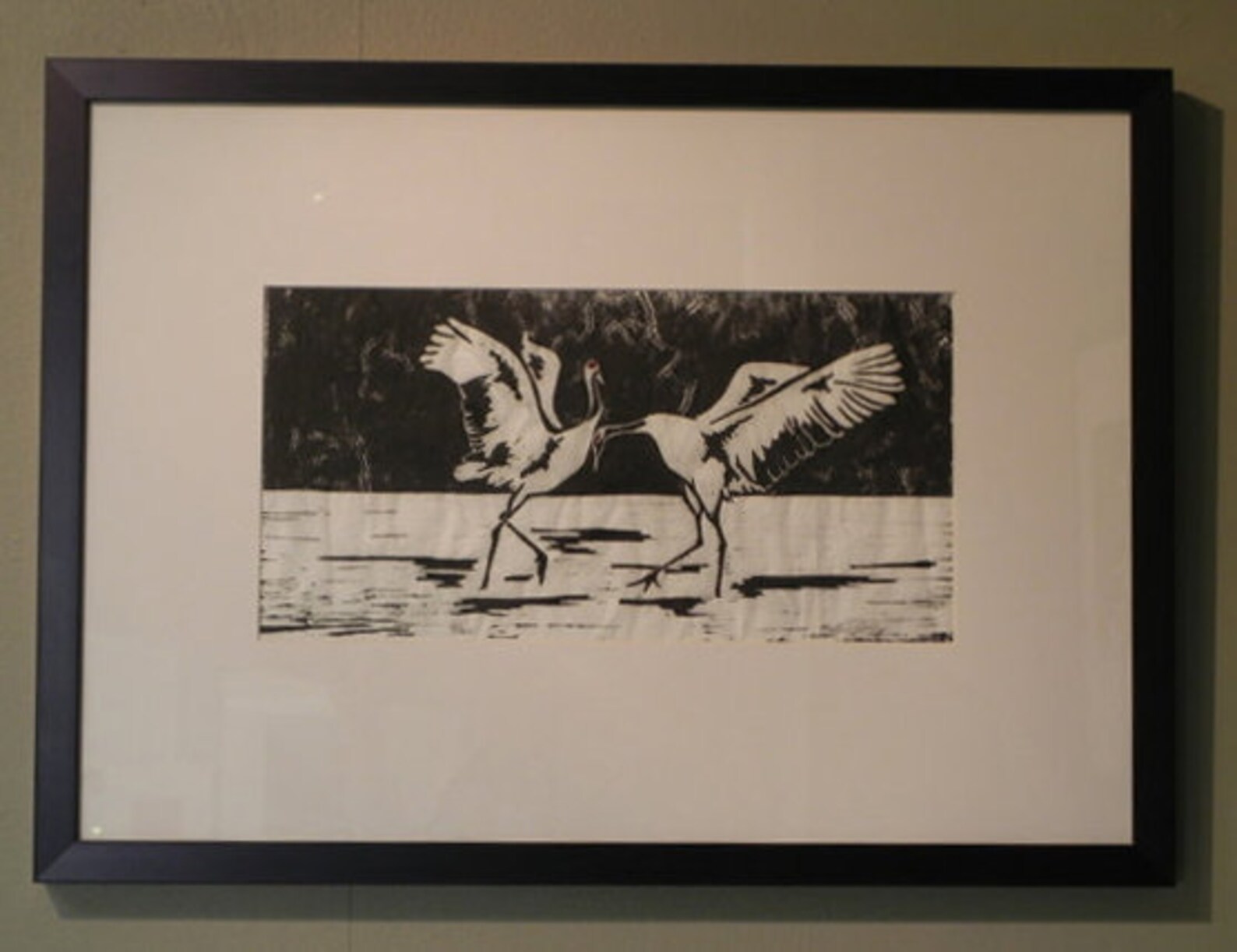 Dancing Cranes Original Linocut - Etsy