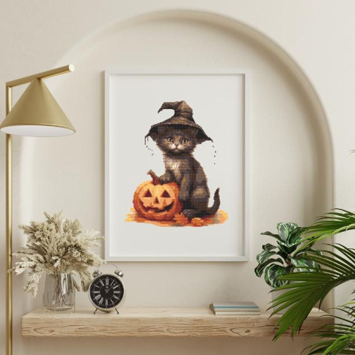 Halloween Cat & Pumpkin Cross Stitch Pattern (150x150) - Etsy