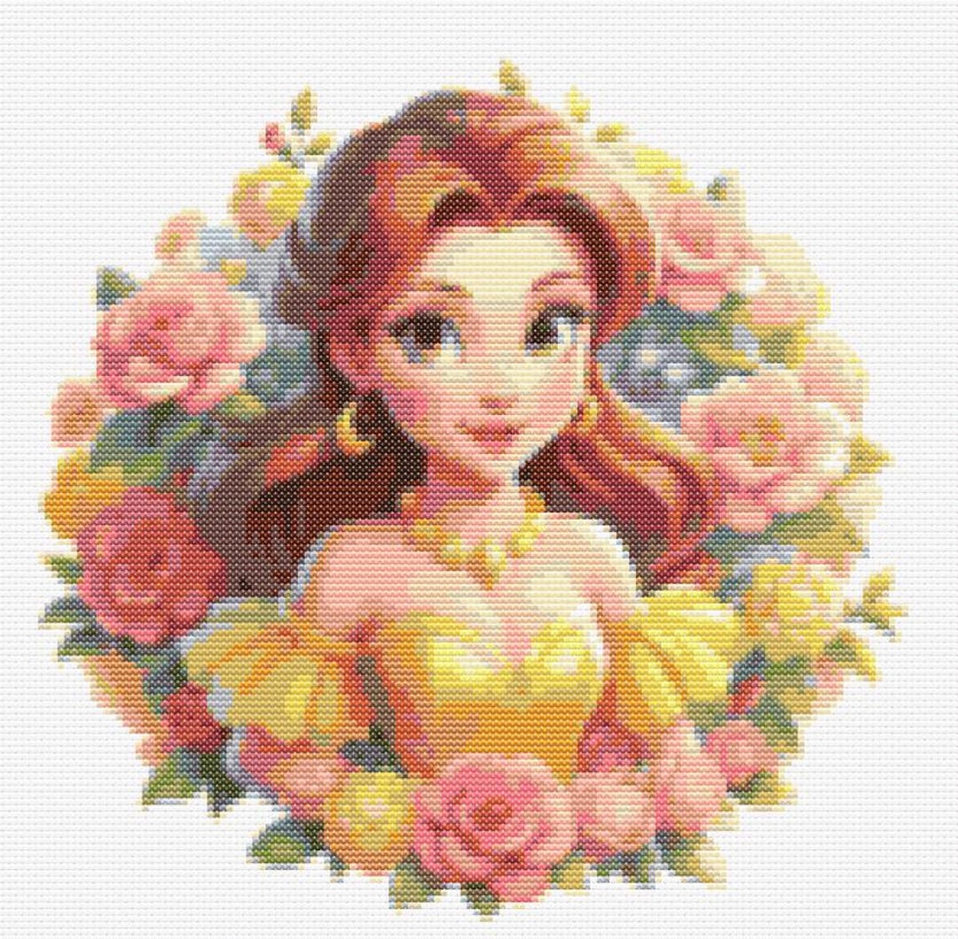 Disney's Belle Cross Stitch Pattern (150x150) - Etsy