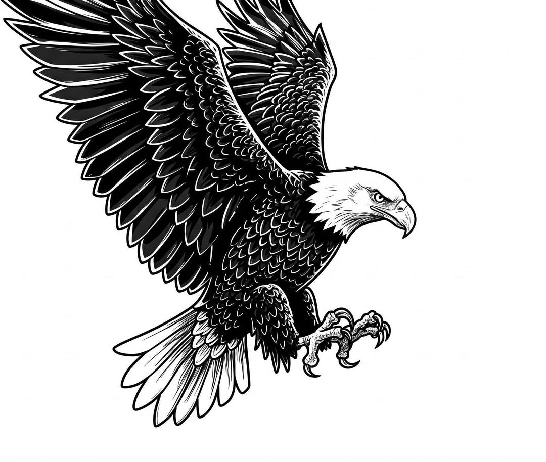 Bald Eagle: Clean Line DXF/SVG/JPEG- Digital Download Vcarving, Laser ...