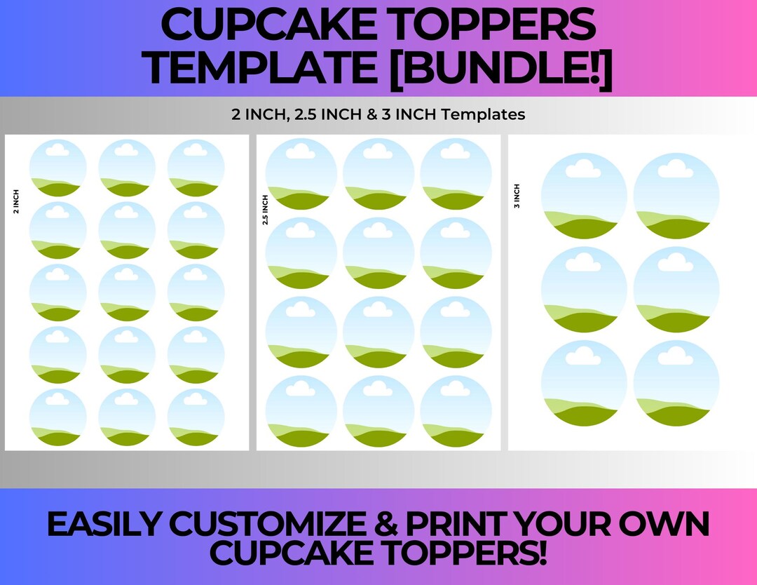 Cupcake Toppers Template | Editable Canva Template | DIY Cupcake ...