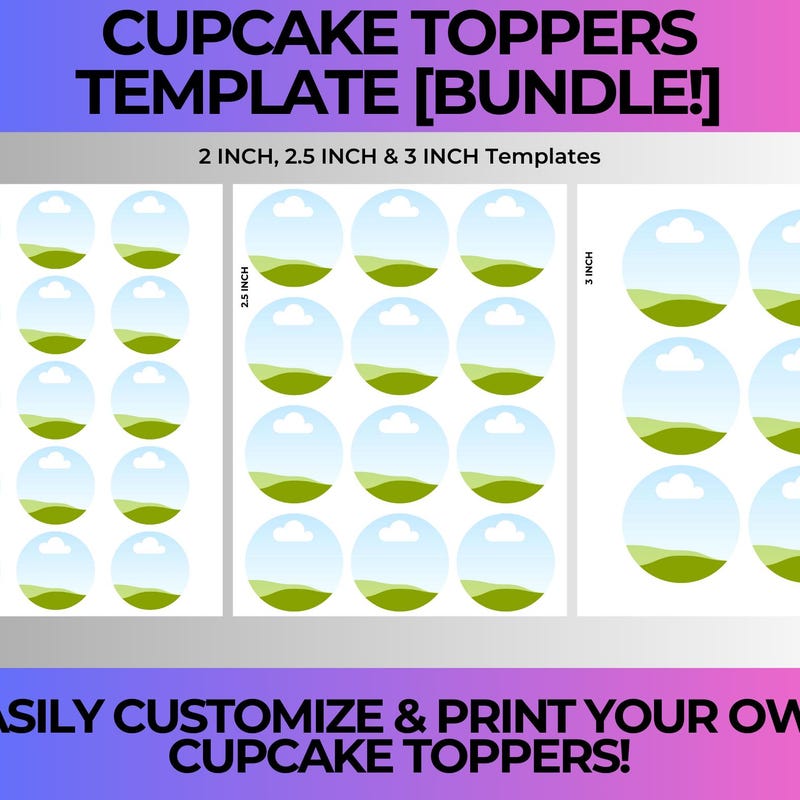 Cupcake Template Edible - Etsy UK