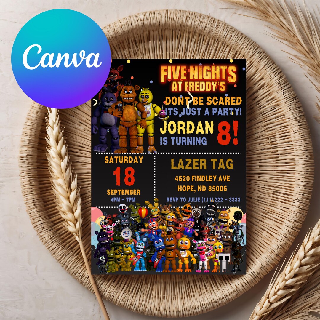 Five Nights at Freddy’s Birthday Invitation | FNAF Party | Editable ...