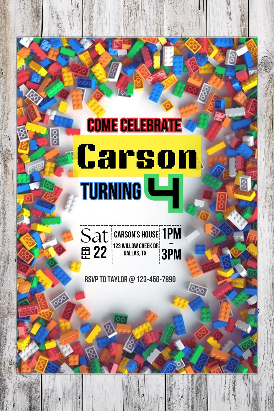 Editable Building Blocks Birthday Invitation - Etsy