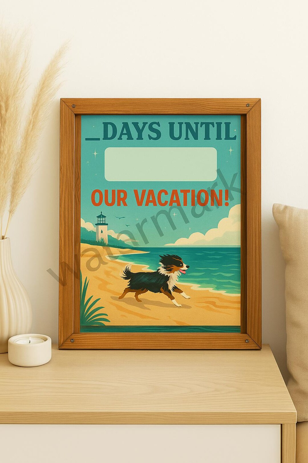 Beach Vacation Countdown Sign With Dog | Printable Vacation Tracker ...