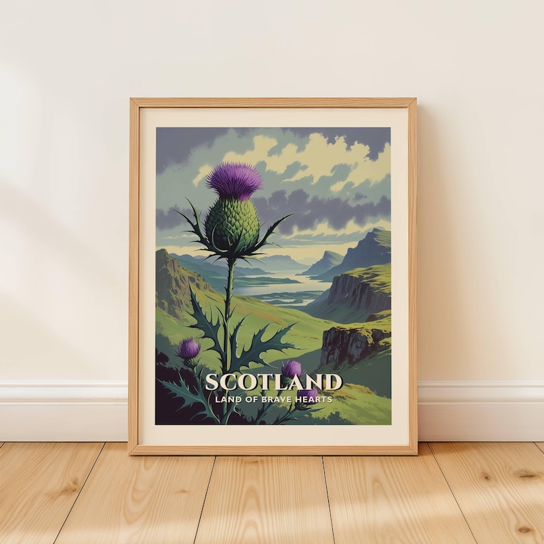 Scotland Flower Market Print, Thistle Poster, Scotland Travel Poster ...