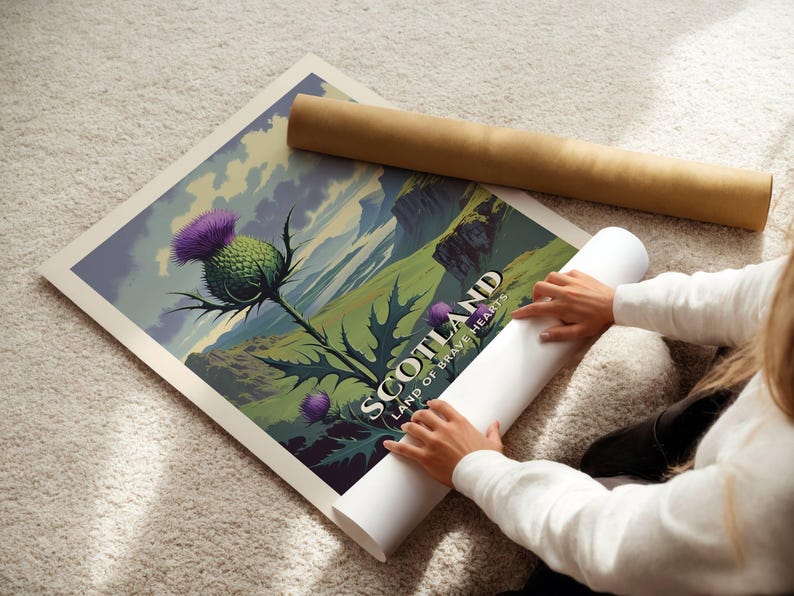 Scotland Flower Market Print, Thistle Poster, Scotland Travel Poster ...