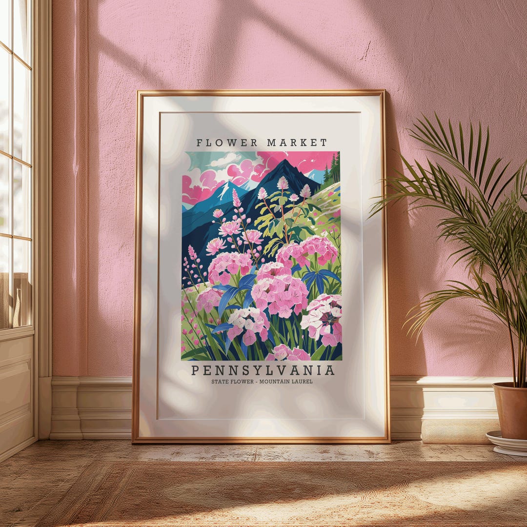 Pennsylvania State Flower Wall Art, Mountain Laurel Poster, Penn State ...