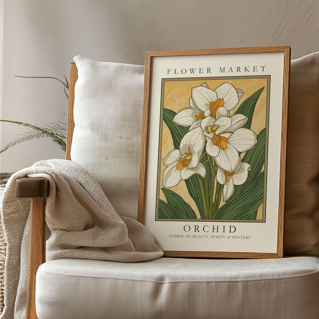 Orchid Poster, Flower Market Print, Vintage Botanical Wall Art - Etsy
