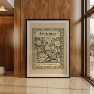 Louisiana State Wall Art, Louisiana Travel Poster, Vintage Print ...