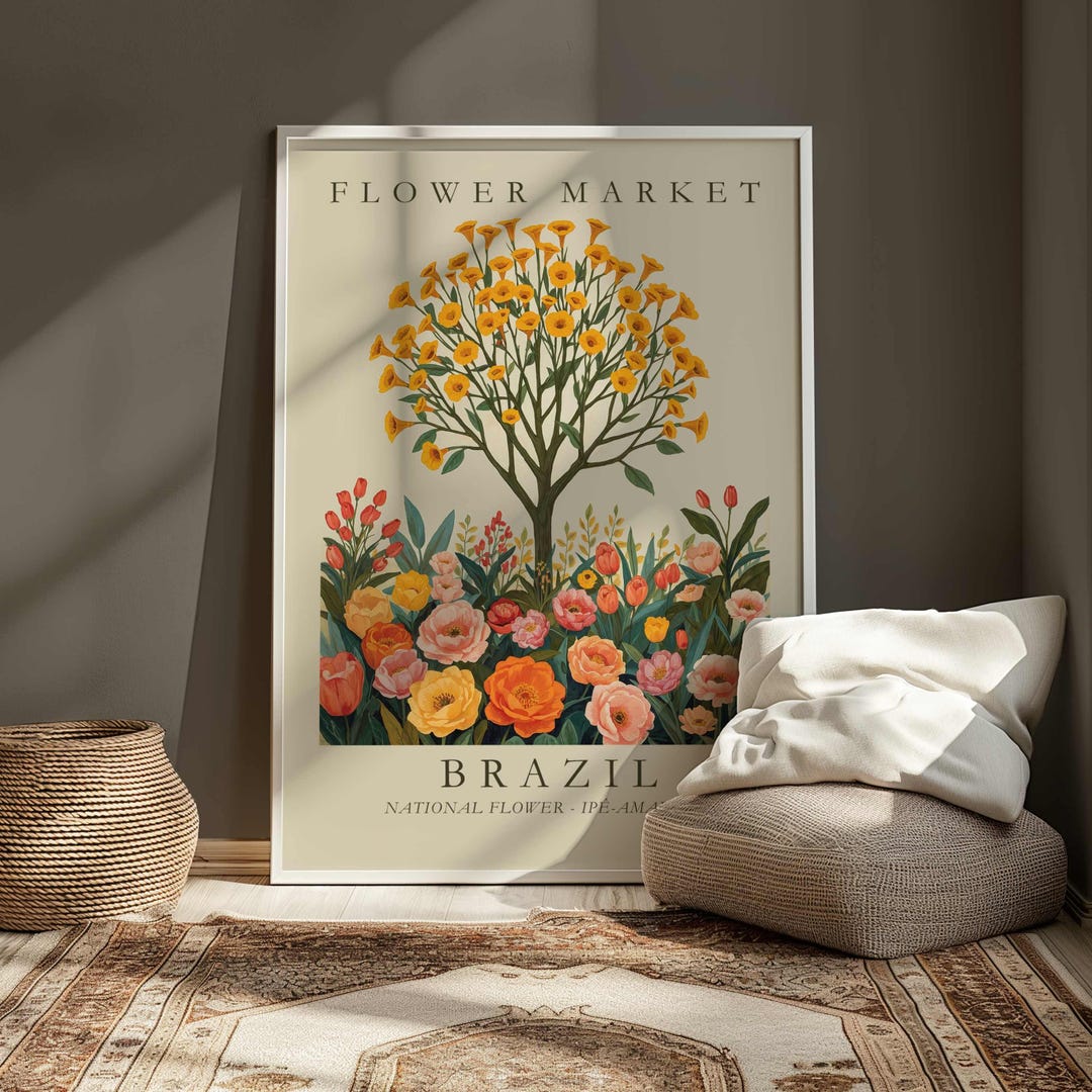 Brazil National Flower Print, Ipê-amarelo Wall Art, Brazil Flower ...