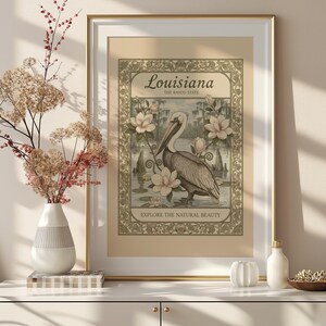 Louisiana State Wall Art, Louisiana Travel Poster, Vintage Print ...