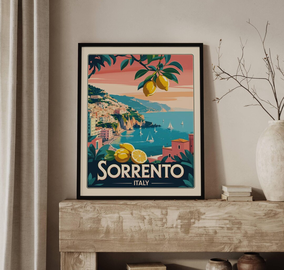 Sorrento Italy Travel Poster, Coastal Seaside Print - Etsy UK