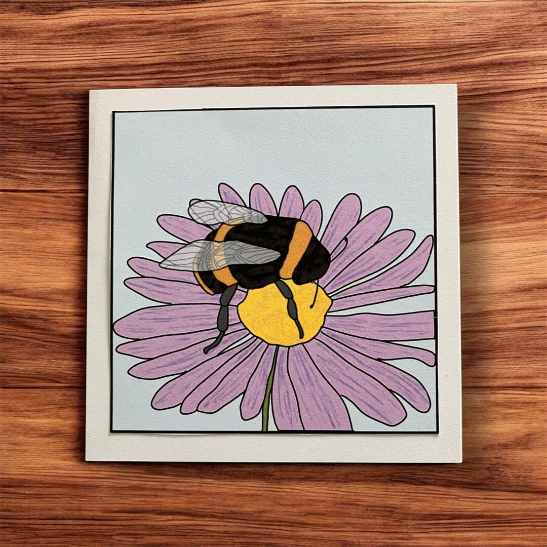 Bee Greetings Card Blank- Bee Floral Card- Nature Lover Card - Cards ...