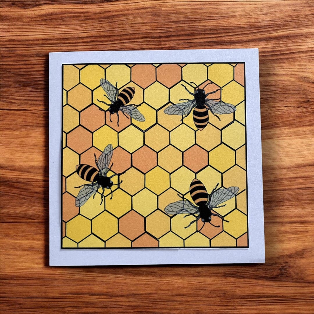 Hand Drawn Bee Card: Beehive Design, Blank Greetings Card - Etsy