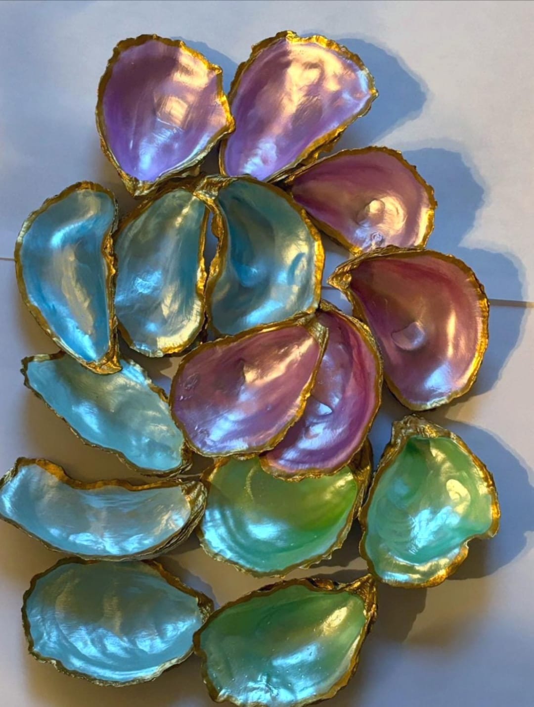 Glossed Oyster Shells, Gold Trim, Easter Spring Decor - Etsy